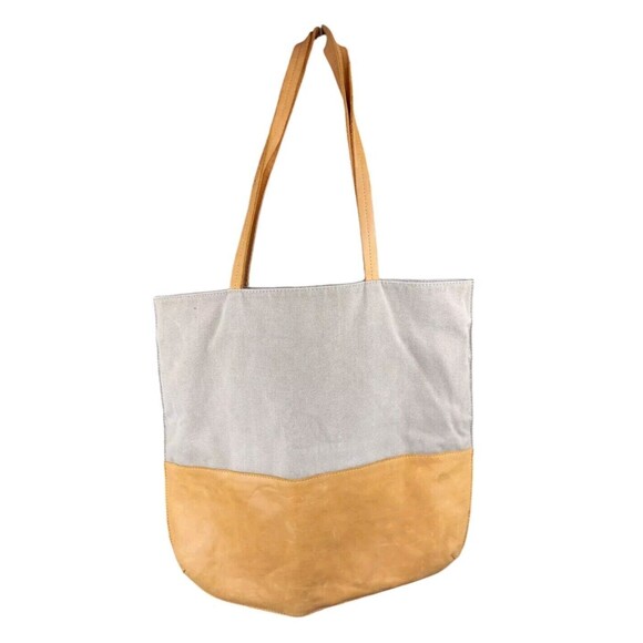 Magnolia | Bags | Hearth Hand Magnolia Tan Canvas Leather Large Tote ...